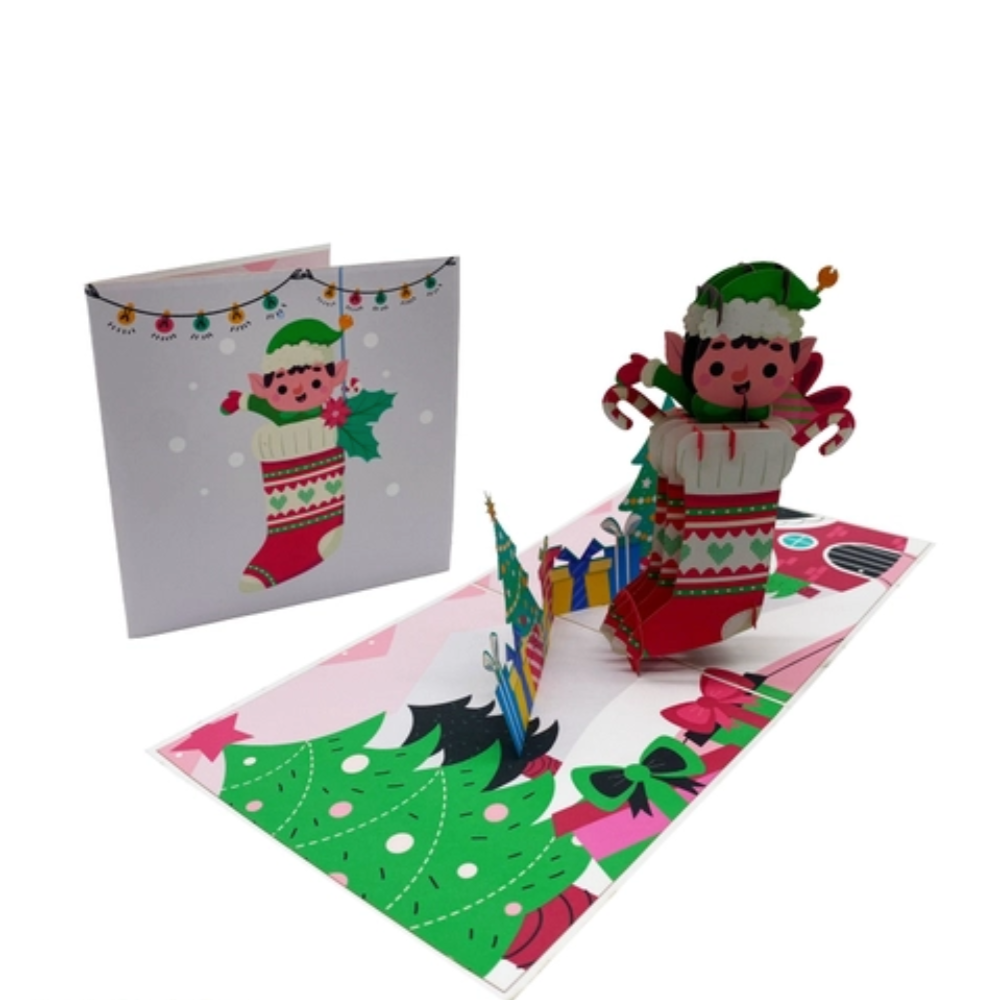Elf Christmas Stocking - Pop Up Card – Hanji Gifts