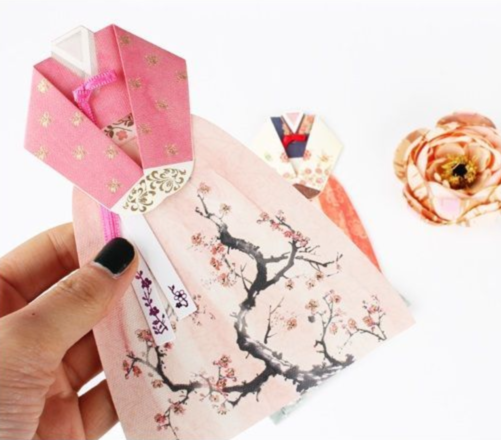 Plum Blossom Watercolor Hanbok - Greeting Card – Hanji Gifts
