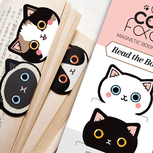 Cat Face Magnetic Bookmarks – Hanji Gifts
