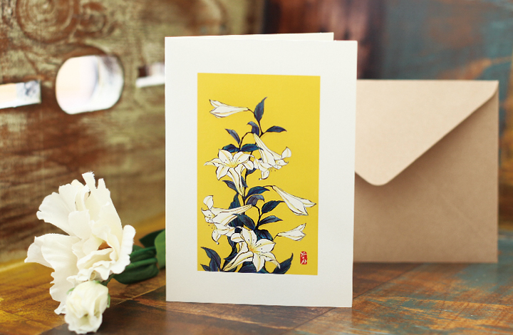 Lily Illustrated Floral Card – Hanji Gifts